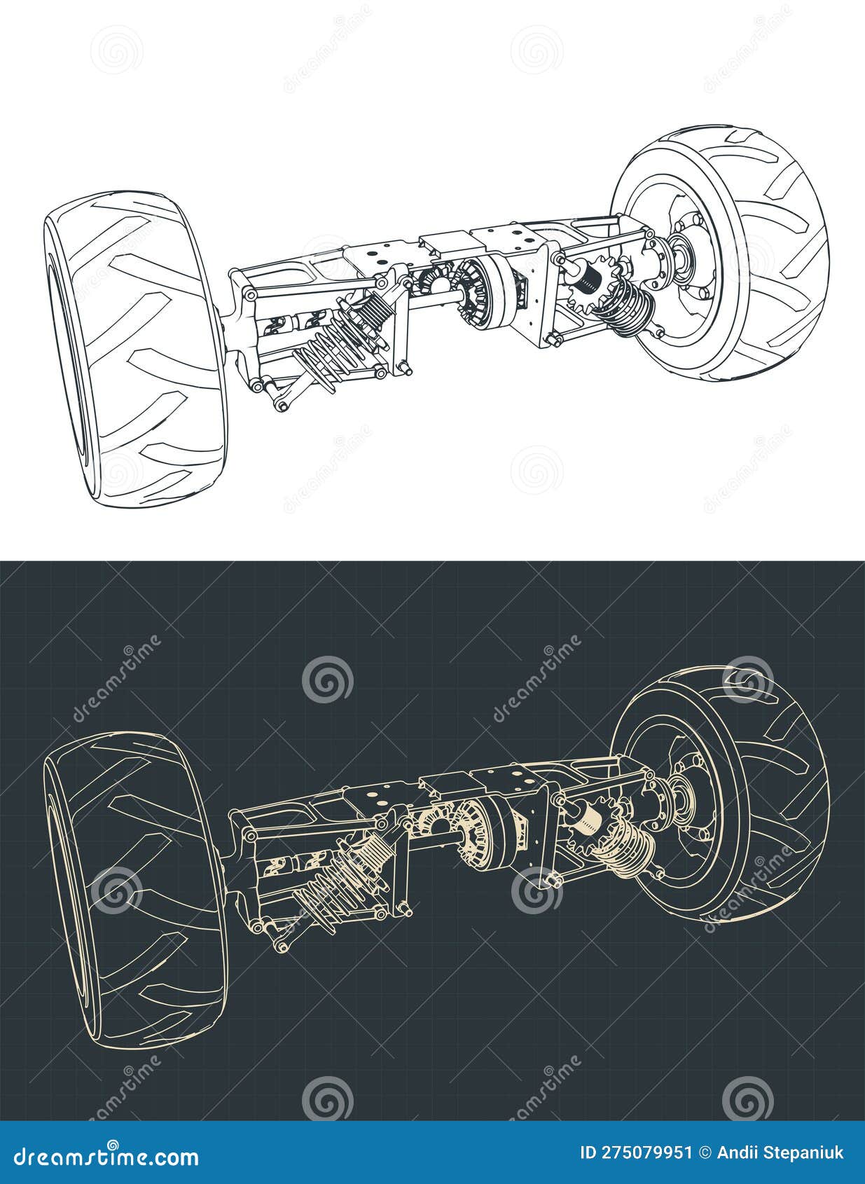 Car rear axle blueprints stock vector. Illustration of wheel - 275079951