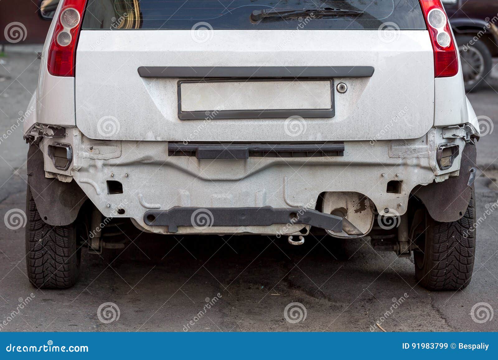 Car without rear bumper. stock image. Image of bumper - 91983799