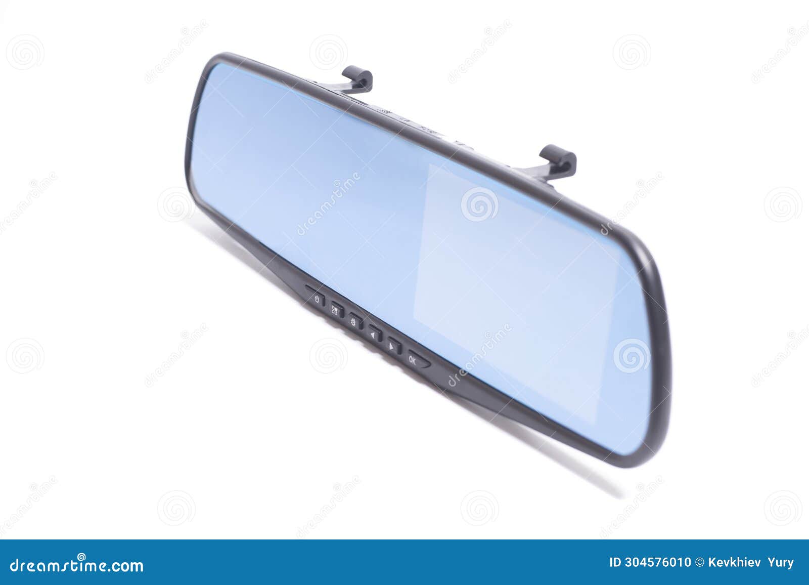 Car Rear View Mirror with DVR Isolated on White Background. Stock Photo ...