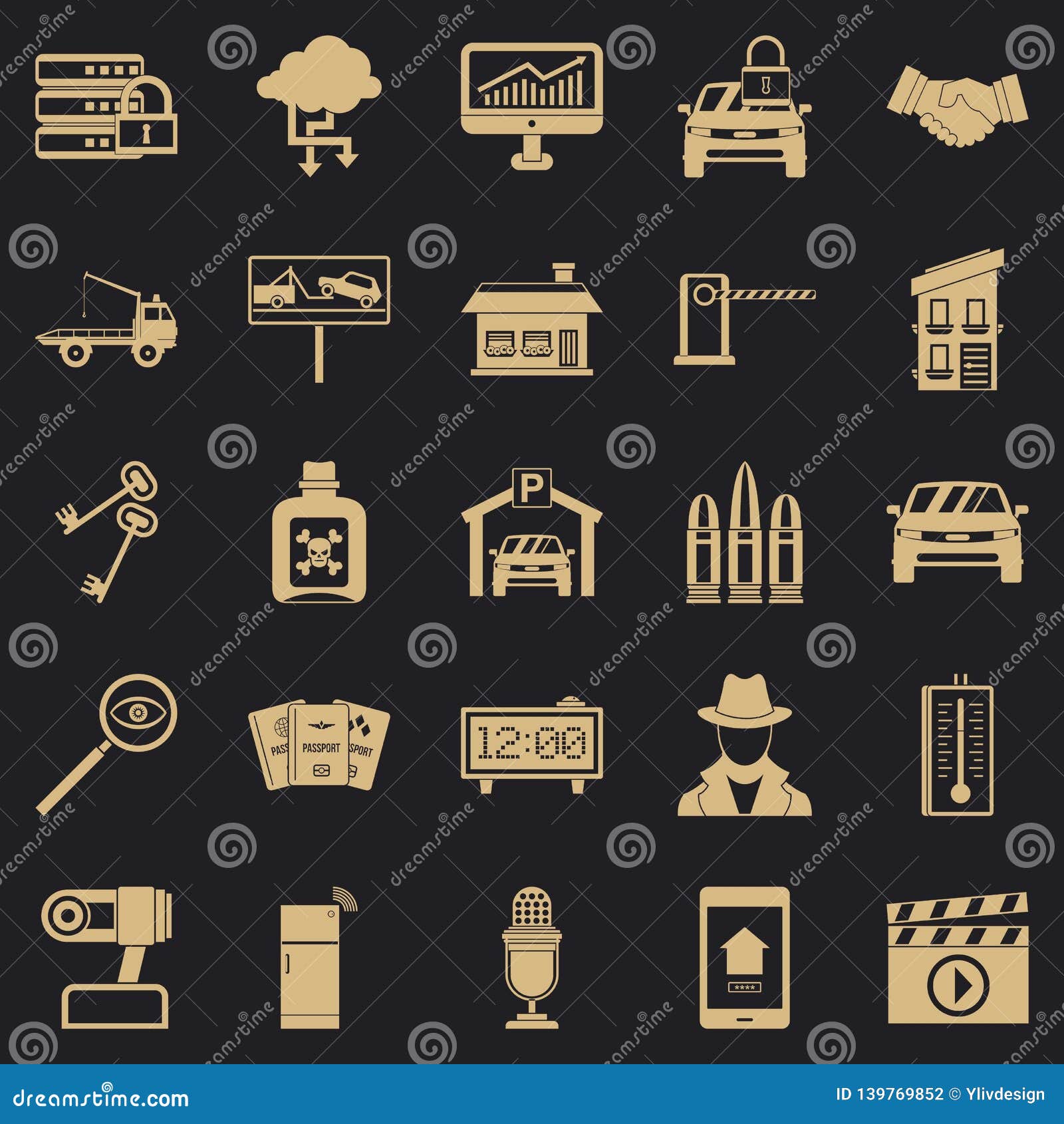 Car Recorder Icons Set, Simple Style Stock Vector - Illustration of ...