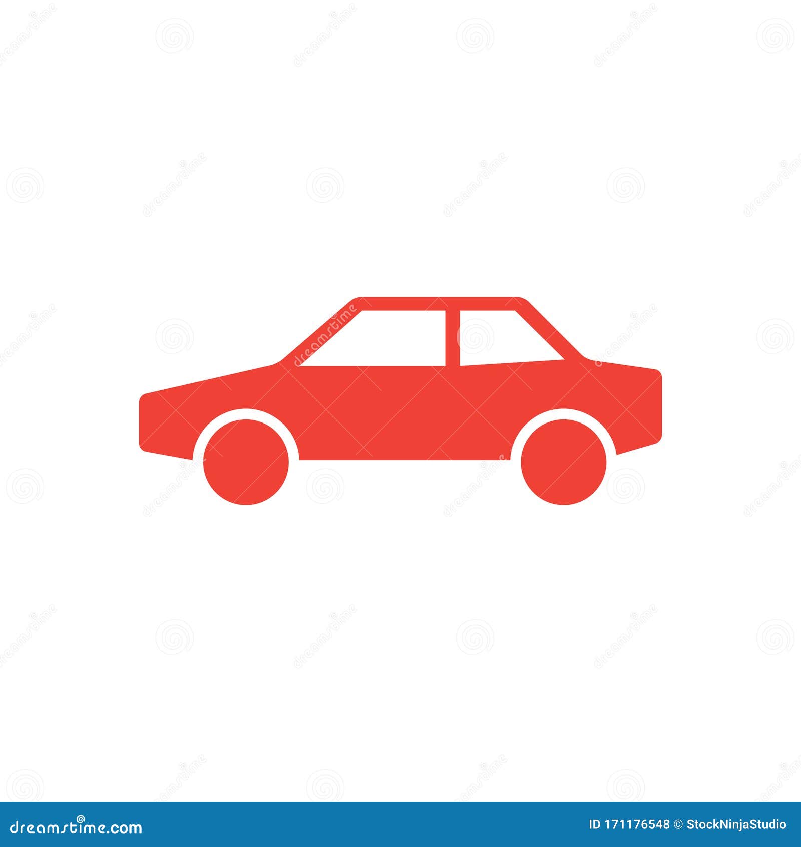 Car Red Icon on White Background. Red Flat Style Vector Illustration ...