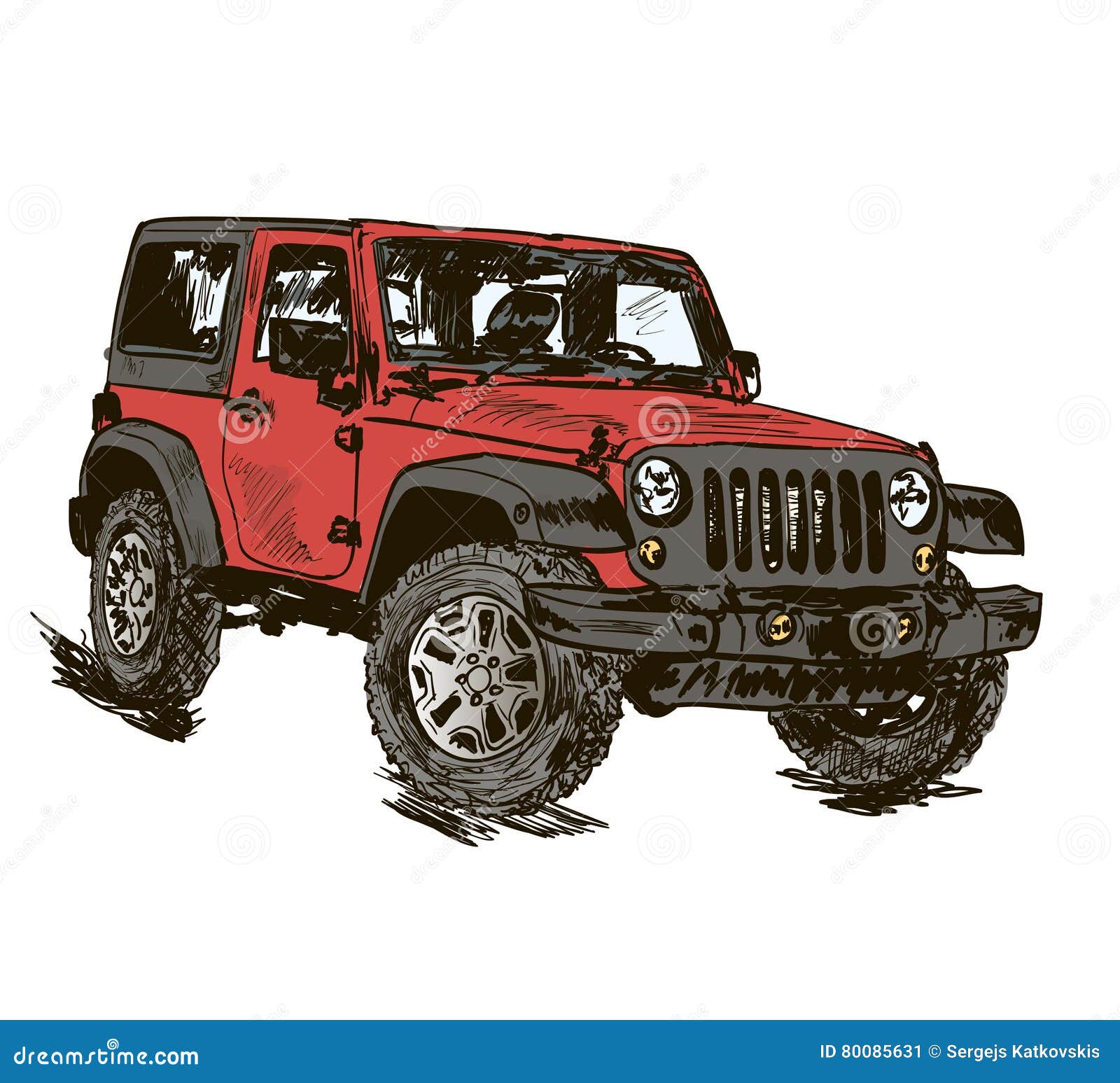 Red Jeep Clipart