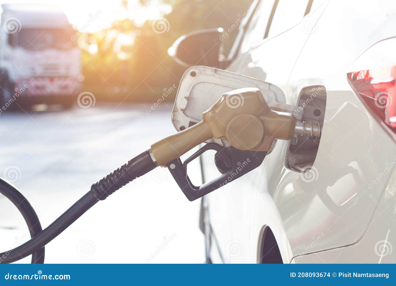 Car Refueling at Gas Station Stock Photo - Image of pollution, gallon ...