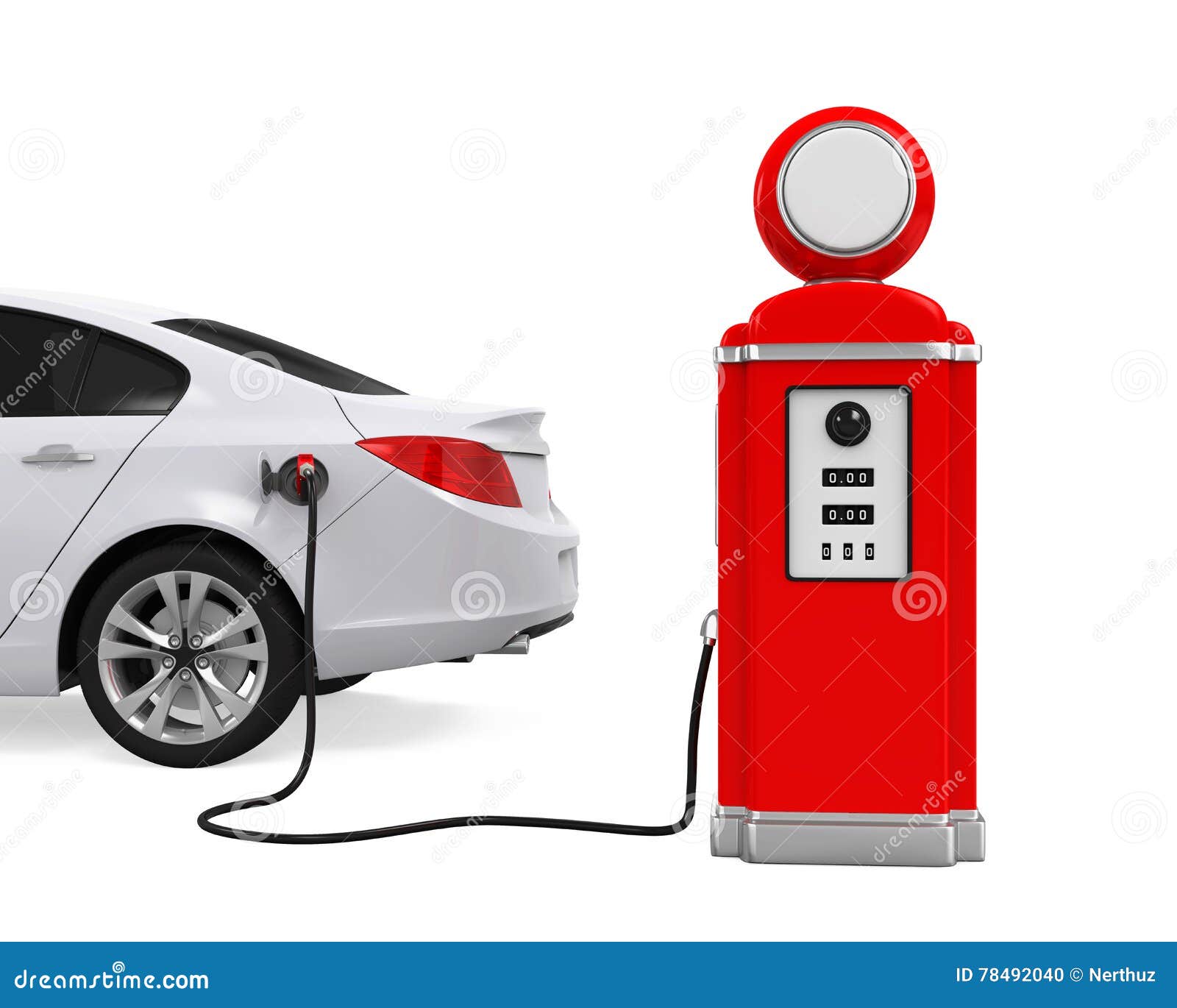 Man Refueling Ecology Electric Car At Station Cartoon Vector ...
