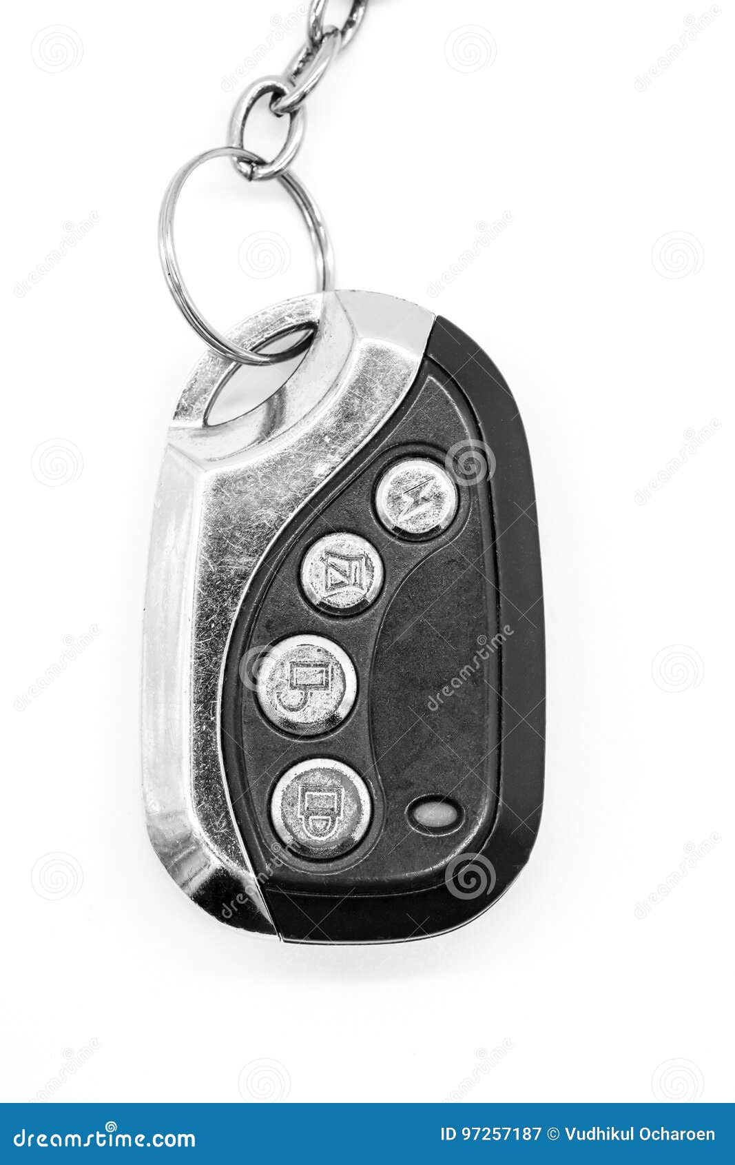 Car Remote Control Isolated on White Stock Image - Image of silver ...