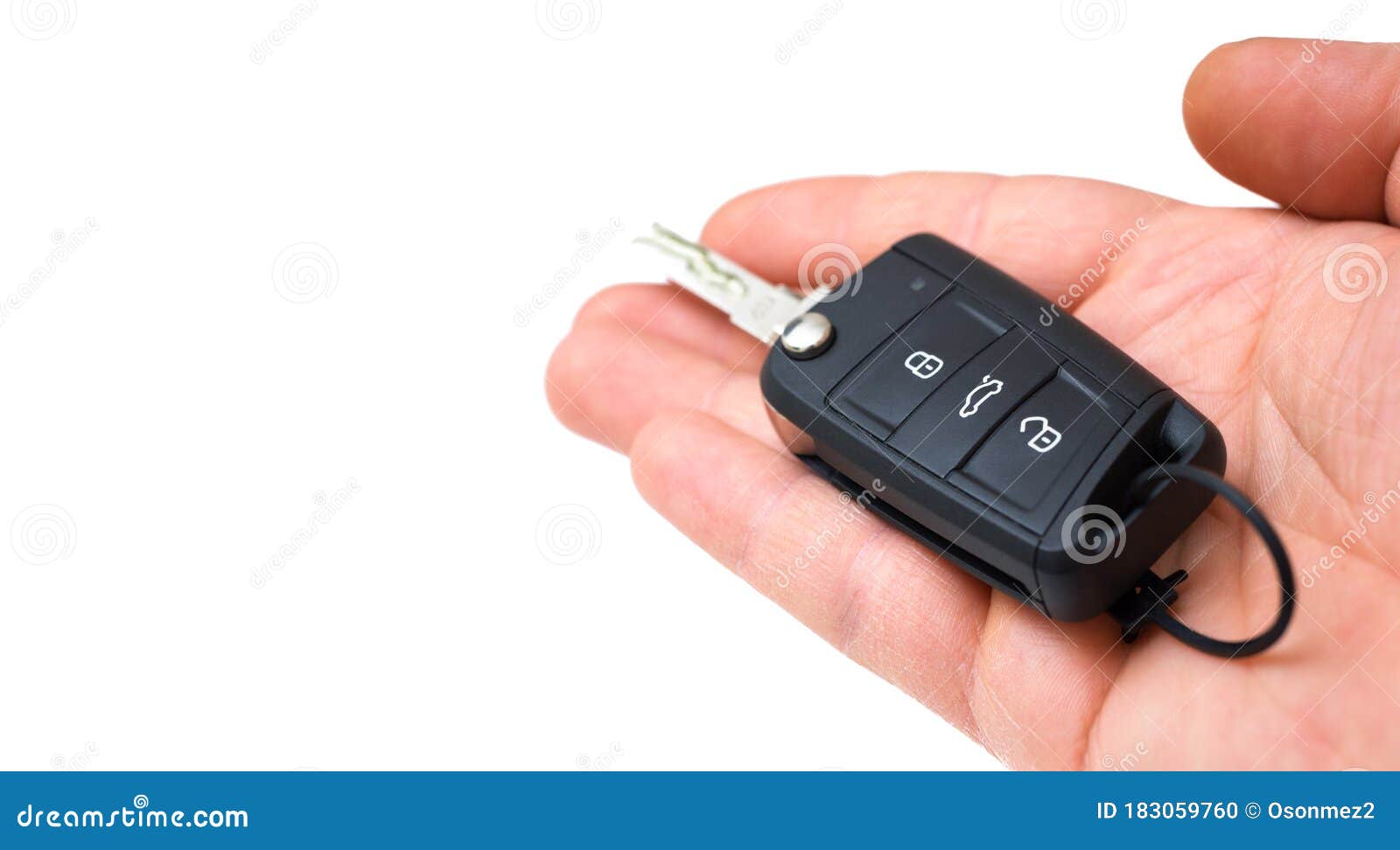 Car Remote Control Key in Hand with White Background Stock Photo ...