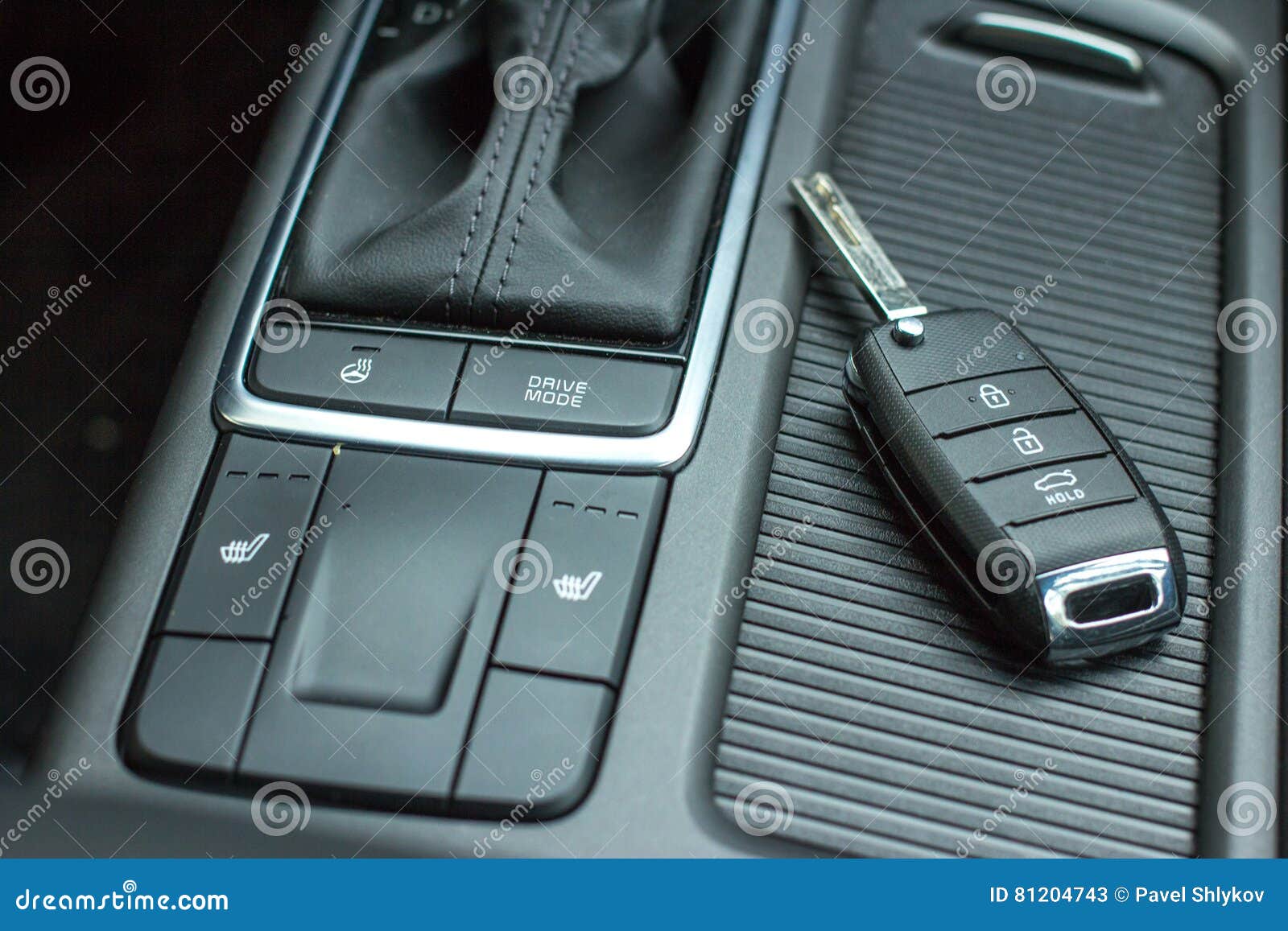 Car Remote Control Key in Vehicle Interior Stock Image - Image of ...