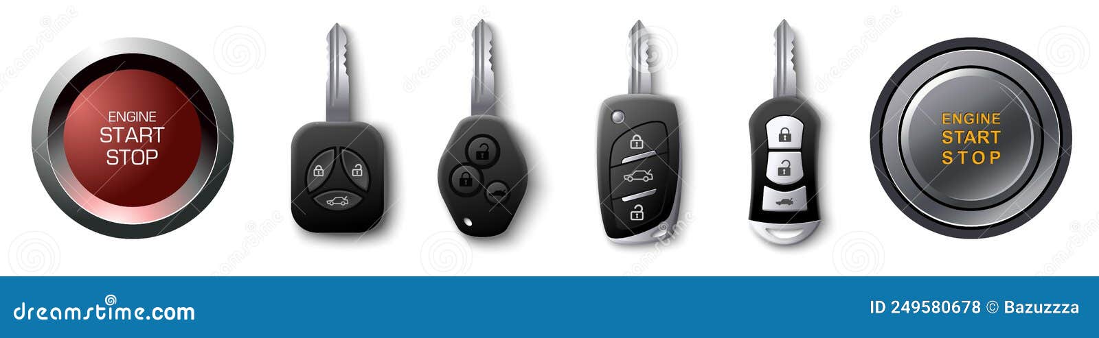 Car Remote Engine Start Key or Button Vector Stock Vector ...