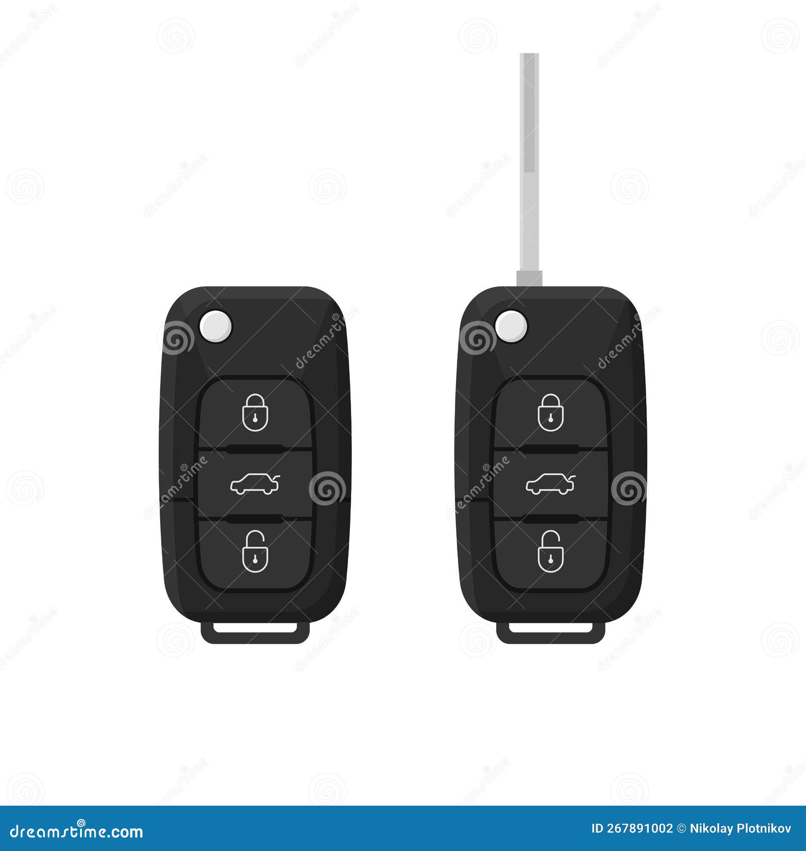 Car Remote Key Isolated on White Background. Electronic Car Key and ...