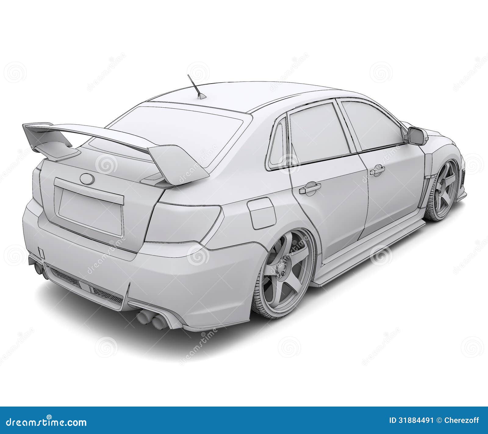 Car rendering in lines stock illustration. Illustration of concepts ...
