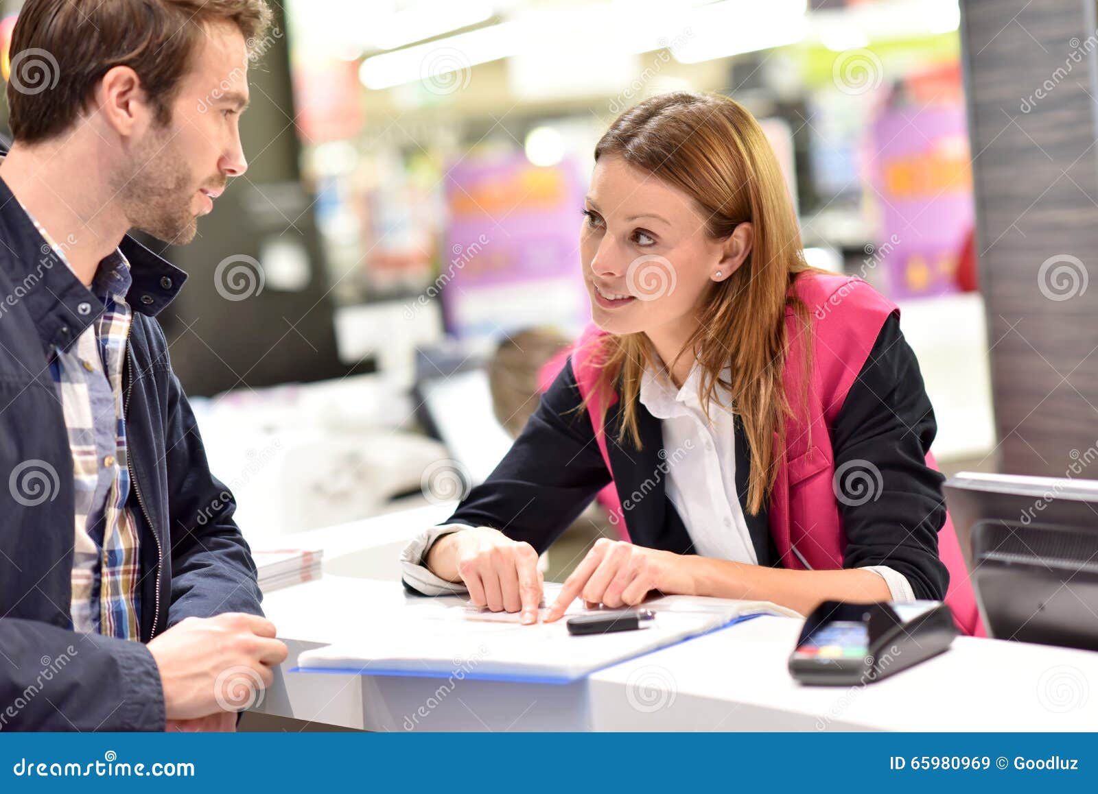 Car Rental Assistant Informing Client Stock Image - Image of vehicle ...