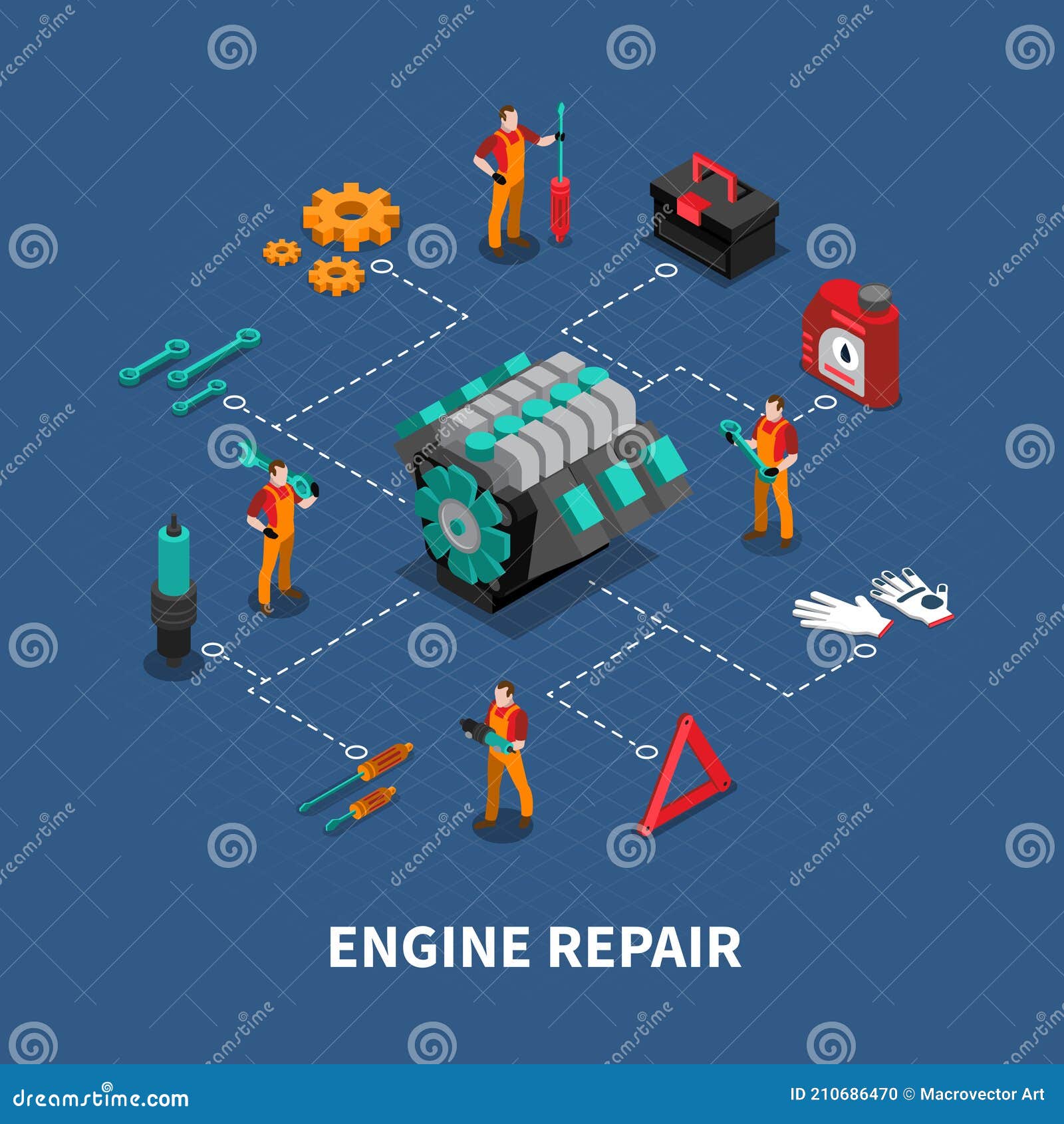 Car Repair Auto Center Isometric Composition Stock Vector ...