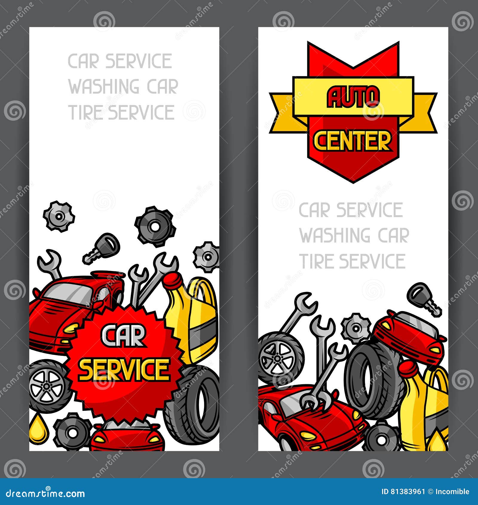 Car Repair Banners Design with Service Objects and Items Stock Vector ...