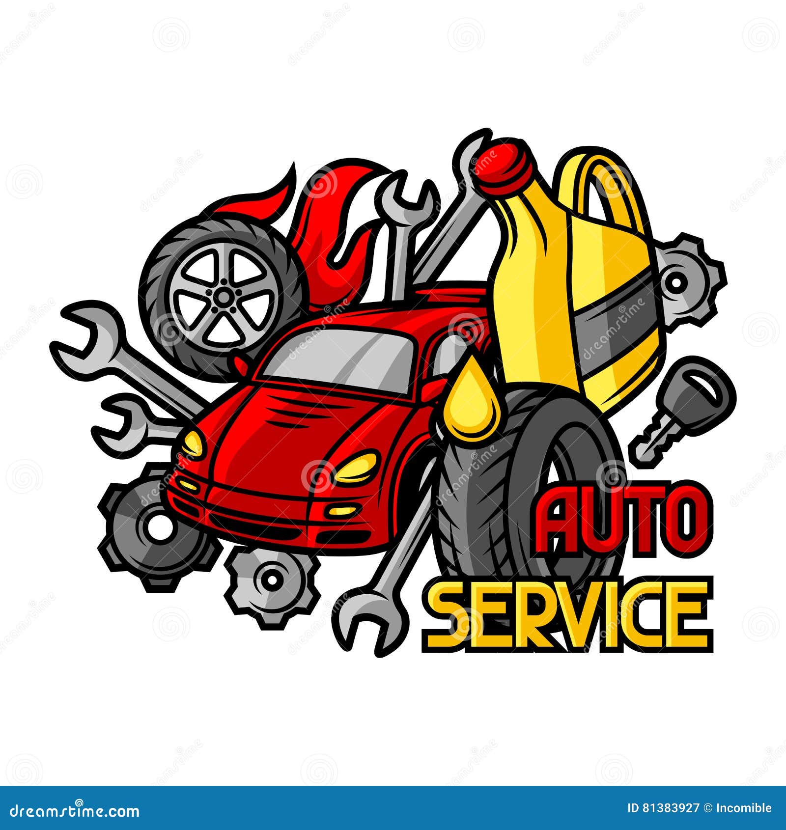 Car Repair Concept with Service Objects and Items Stock Vector ...