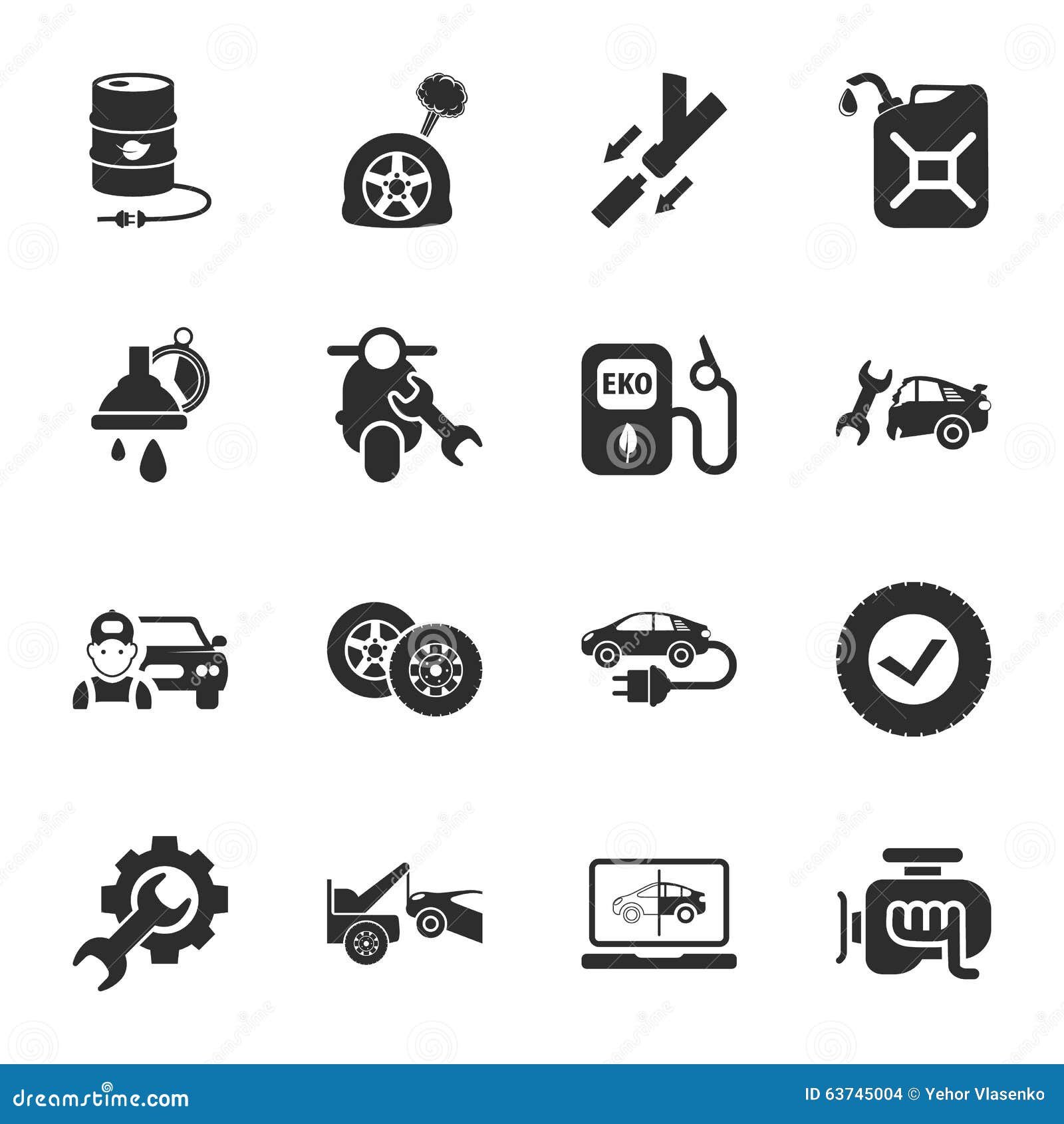 Car Repair 16 Icons Universal Set for Web and Mobile Stock Vector ...