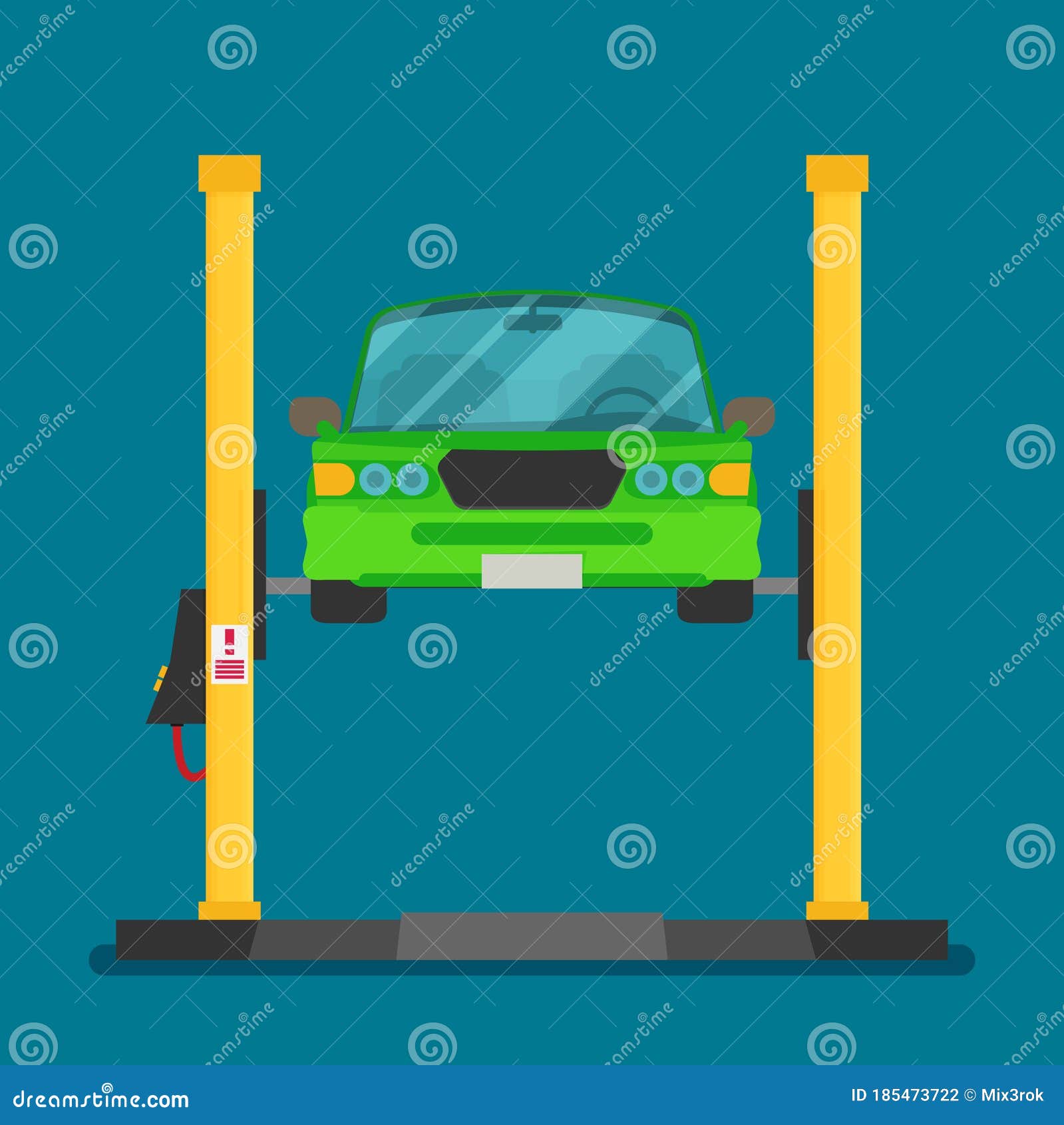 Car Repair. Car Lifted on Auto Lift Stock Vector - Illustration of ...