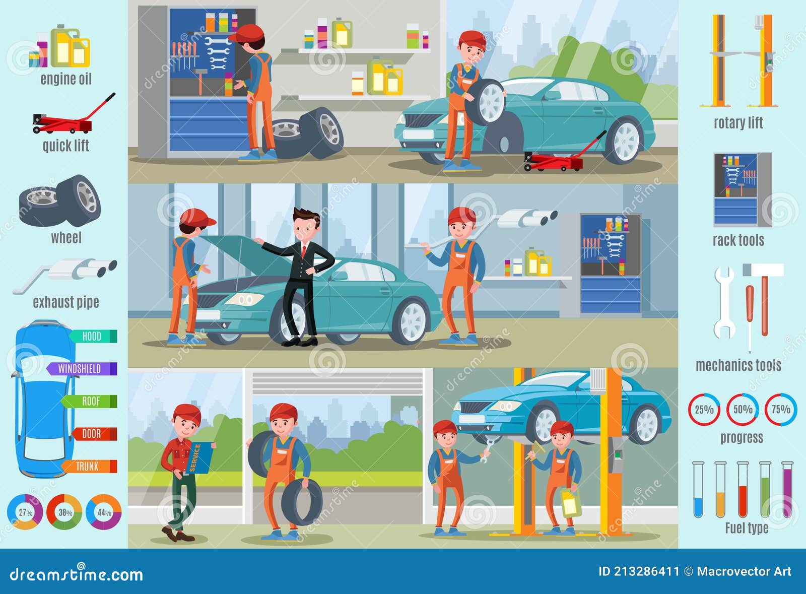 Car Repair Service Infographic Concept Stock Vector - Illustration of ...