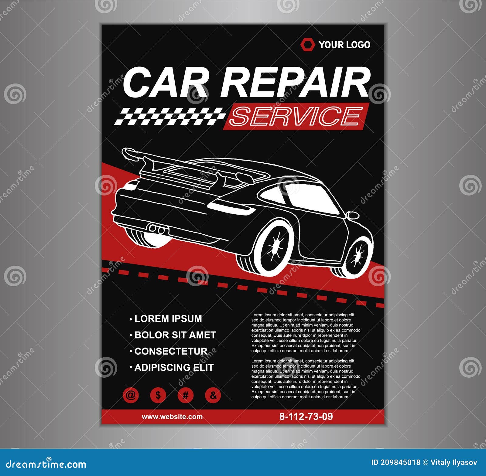 Car Repair Service Layout Template Editorial Stock Photo - Illustration ...