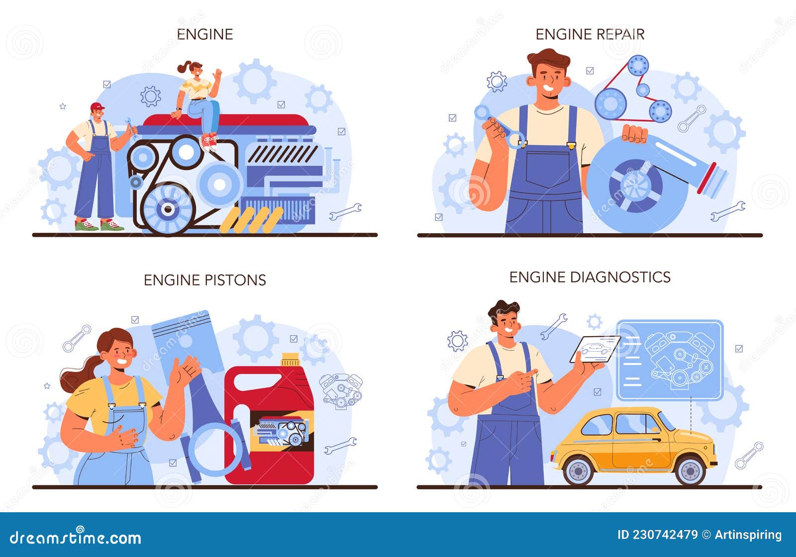 Automobile Car Engine Infographic Diagram Mechanics Dynamics ...