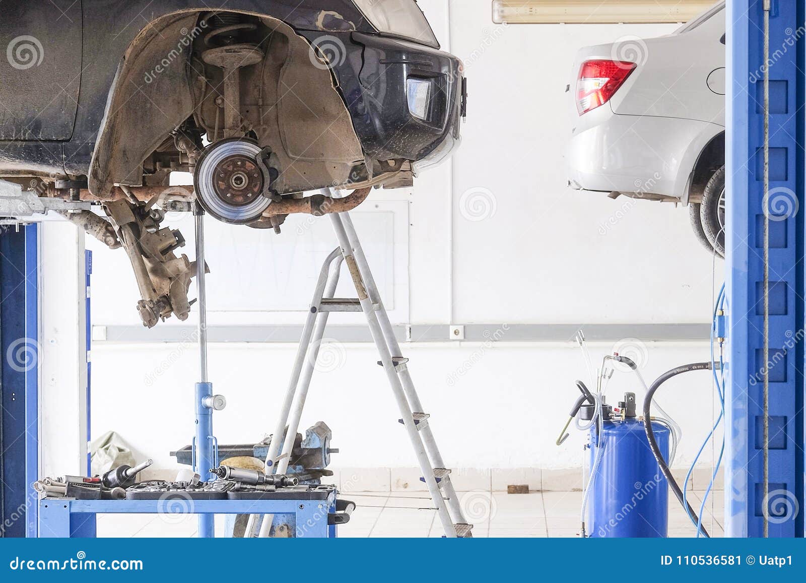 Car repair station stock image. Image of suspended, automotive - 110536581