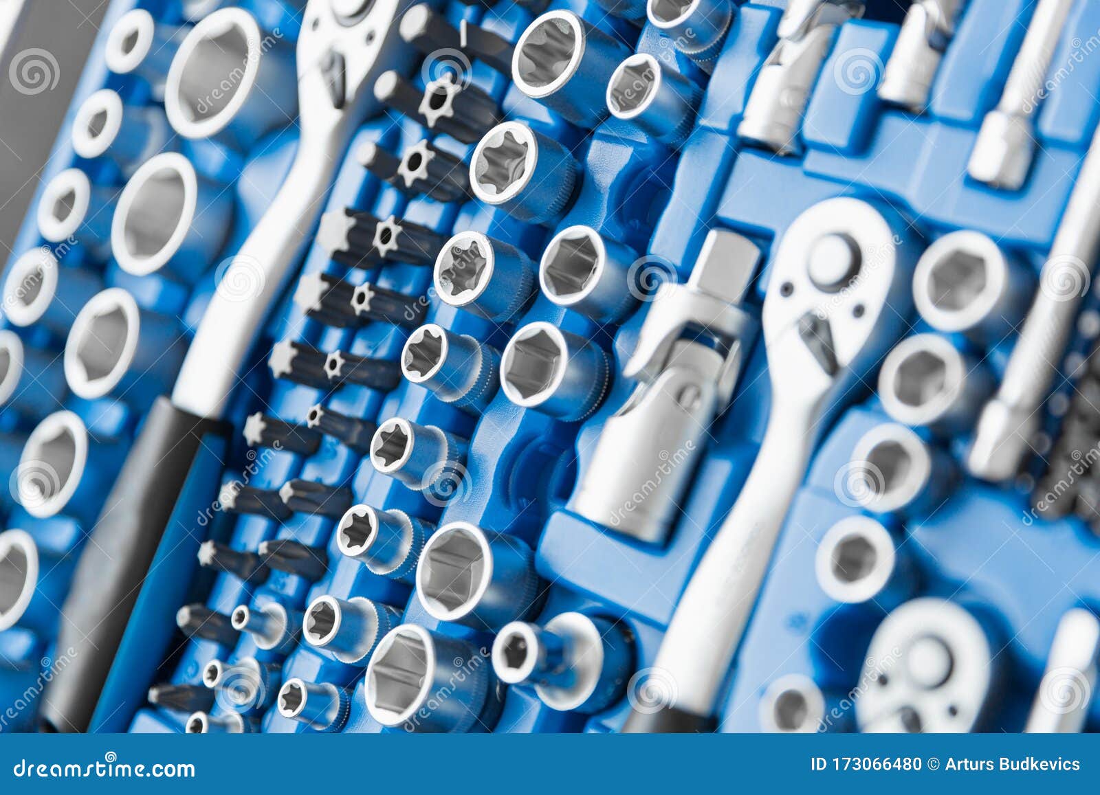 Car Repair Tools, Wrench Tool Set on a Blured Background Stock Photo ...