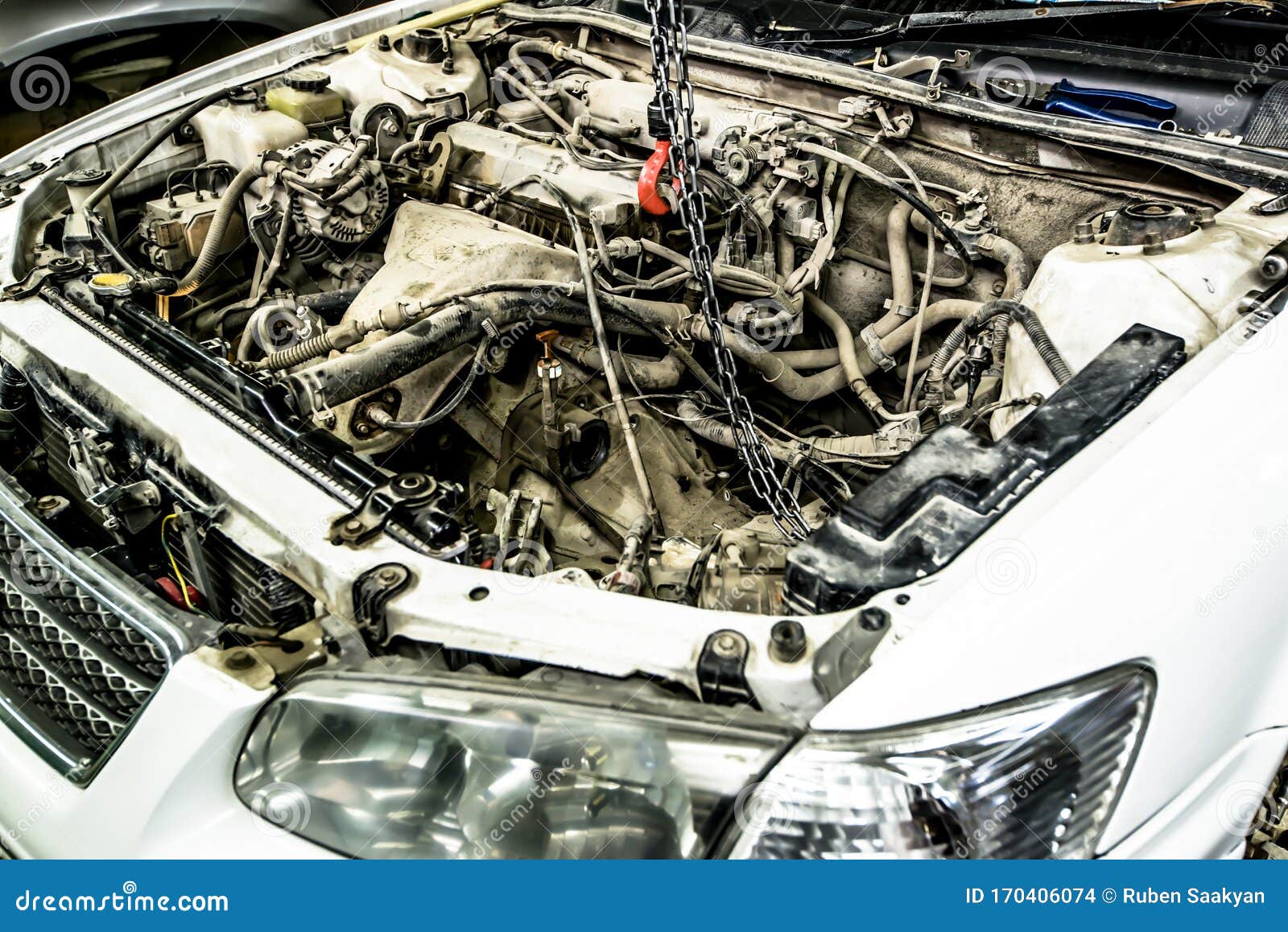 Car repair in the workshop stock photo. Image of transfer - 170406074