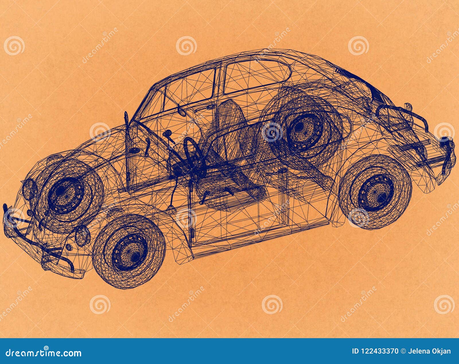 Car - Retro Architect Blueprint Stock Illustration - Illustration of ...