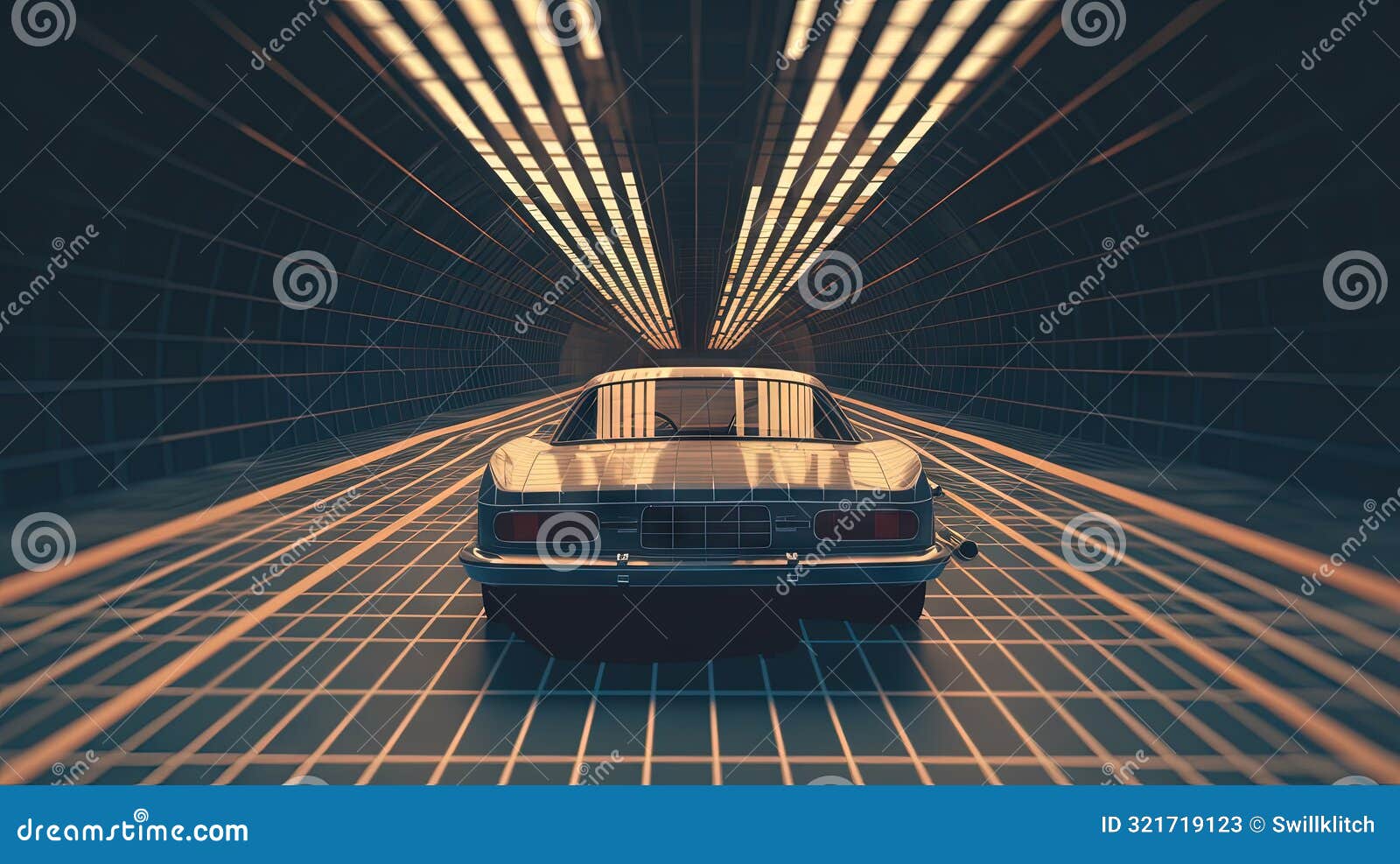 Retro Red Car Synthwave Poster With Vaporwave Sunset, Neon Gradient ...