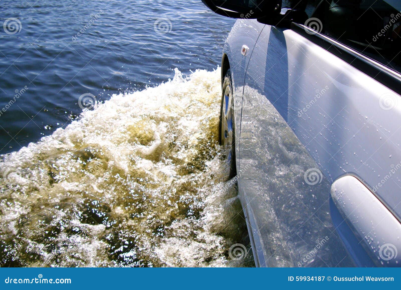 Car rides on big water stock image. Image of wave, vehicle - 59934187