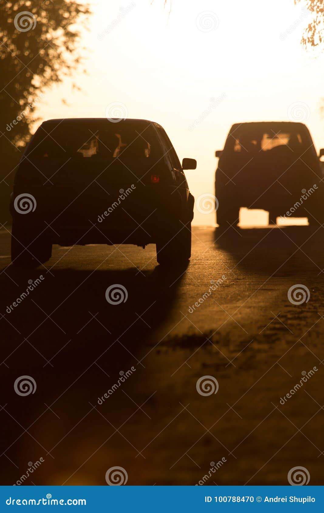 Car Rides on the Road at Sunset Stock Photo - Image of landscape ...