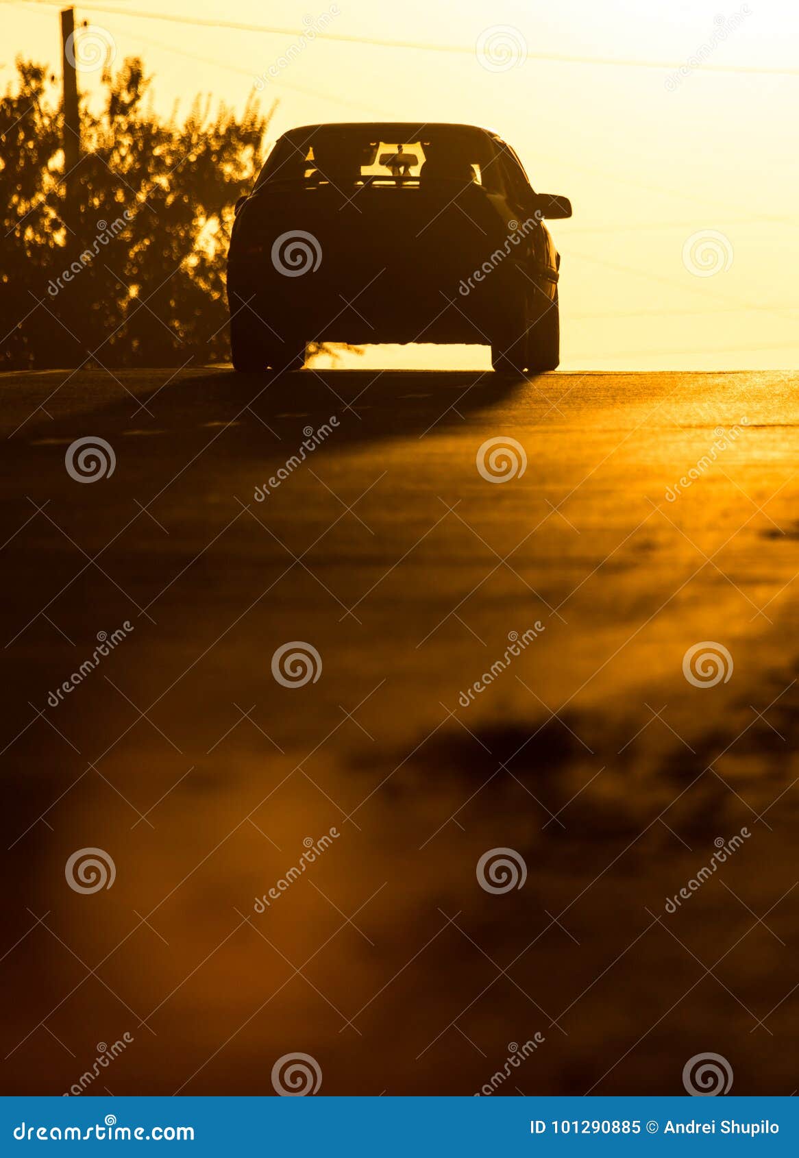 Car Rides on the Road at Sunset Stock Image - Image of motion ...