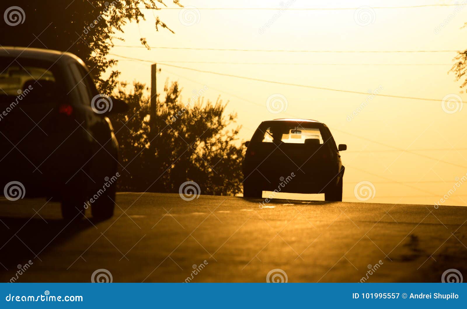 Car Rides on the Road at Sunset Stock Image - Image of trip, night ...