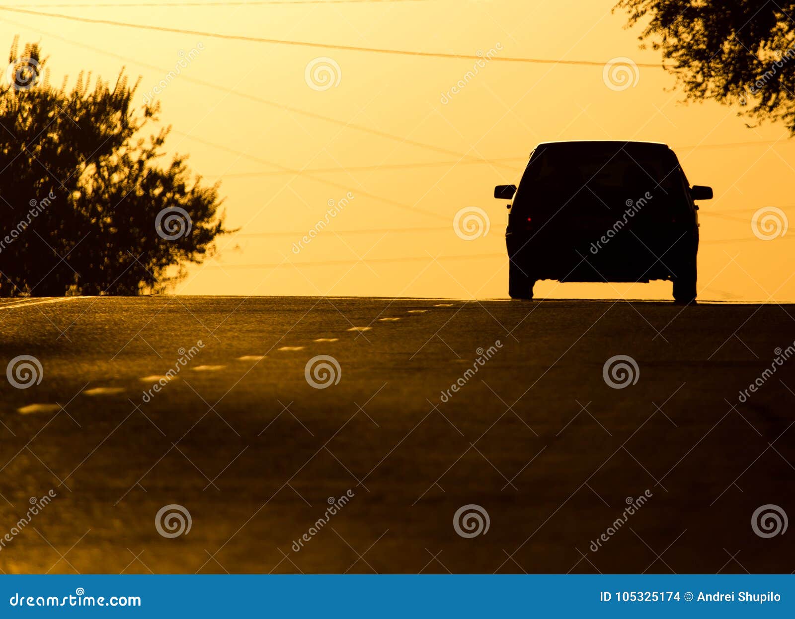 Car Rides on the Road at Sunset Stock Photo - Image of light, safari ...