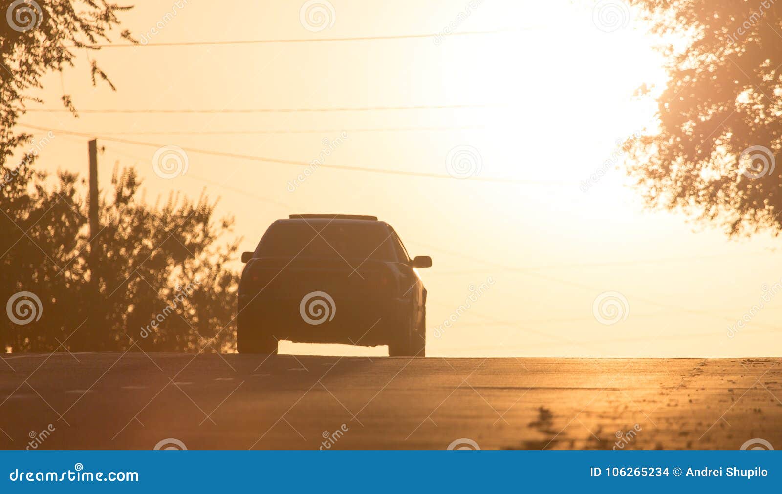 Car Rides on the Road at Sunset Stock Photo - Image of desert ...