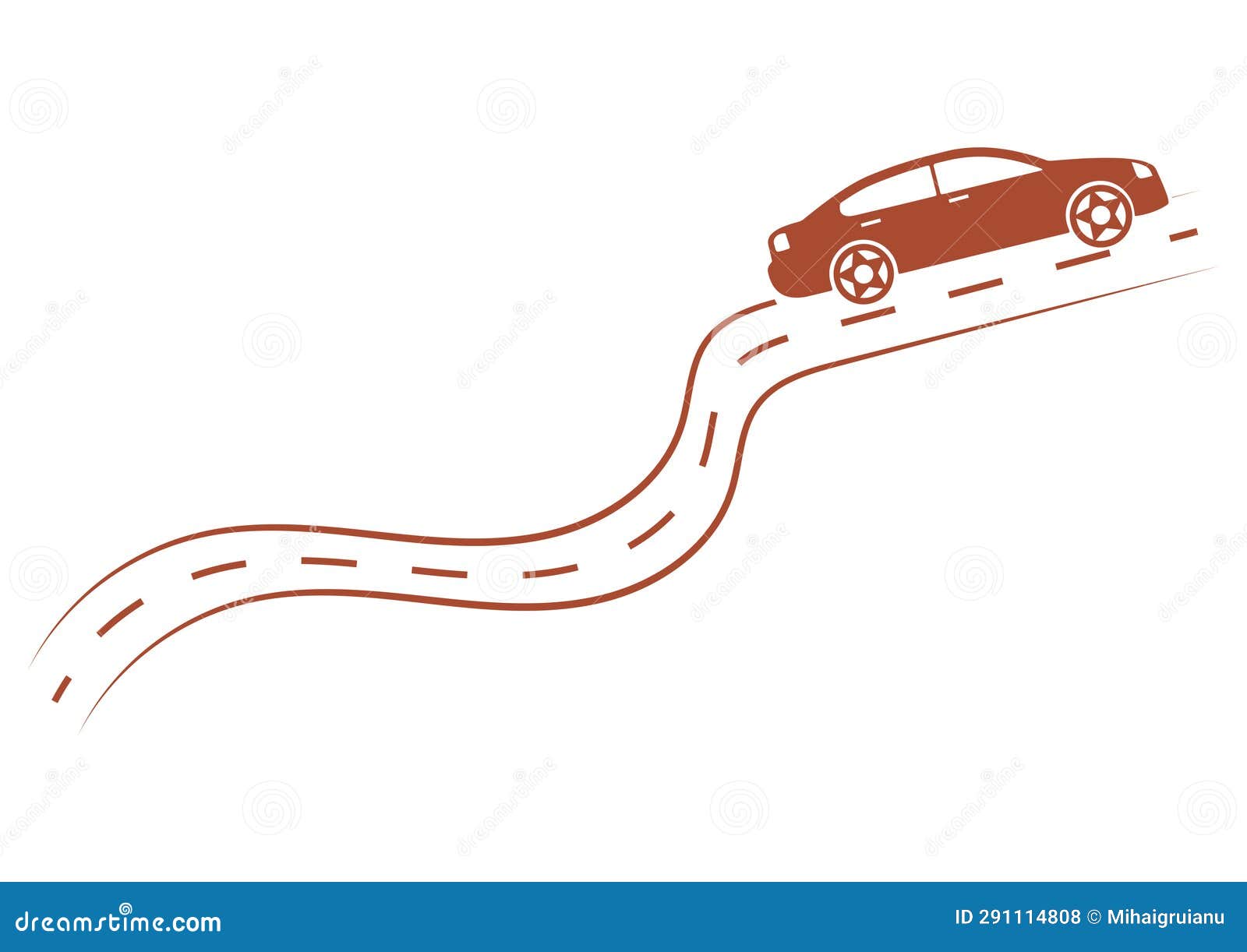 Car on the Road Icon Vector in Flat Style Stock Illustration ...