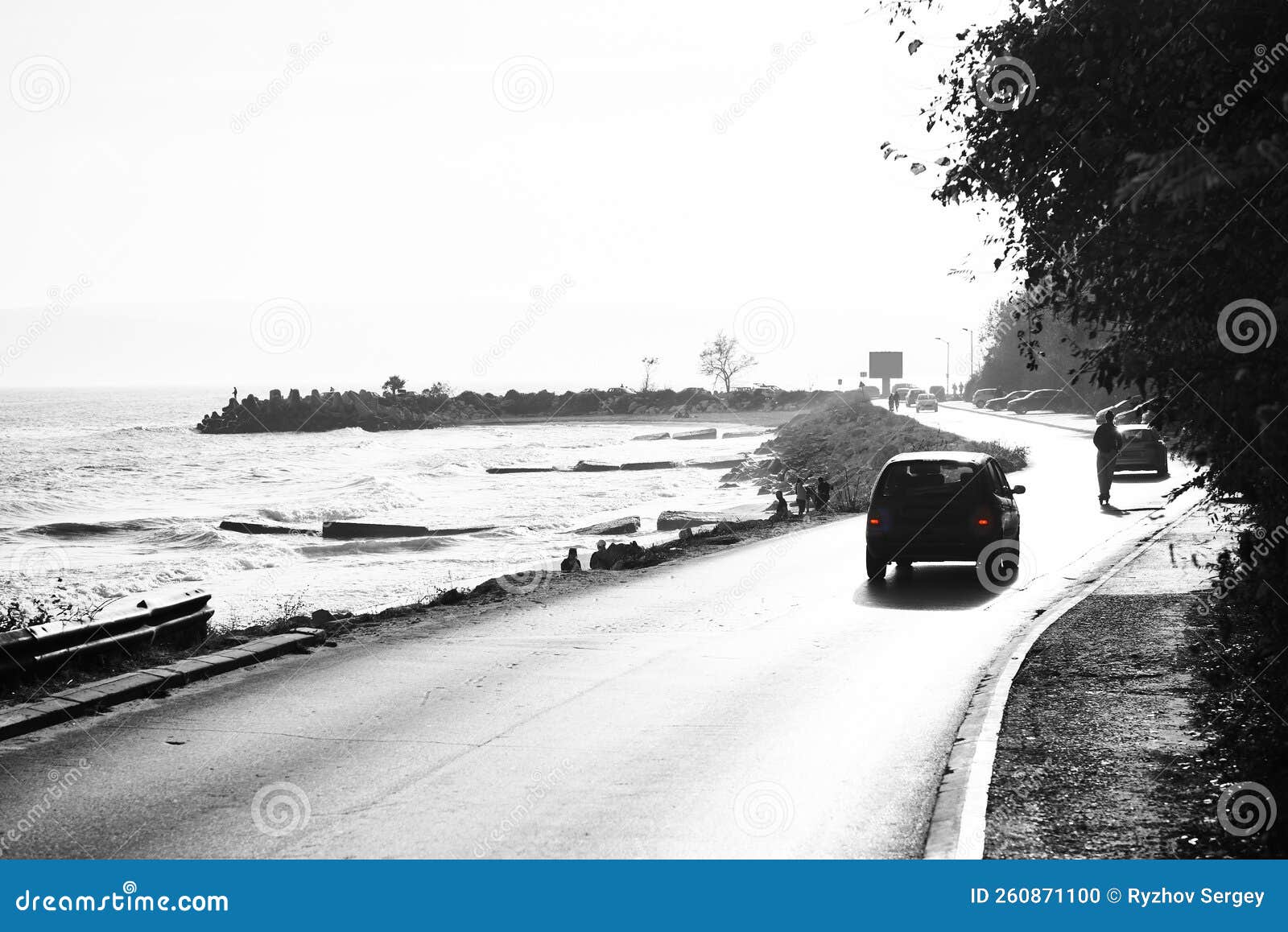 Car and road on seashore stock photo. Image of nature - 260871100