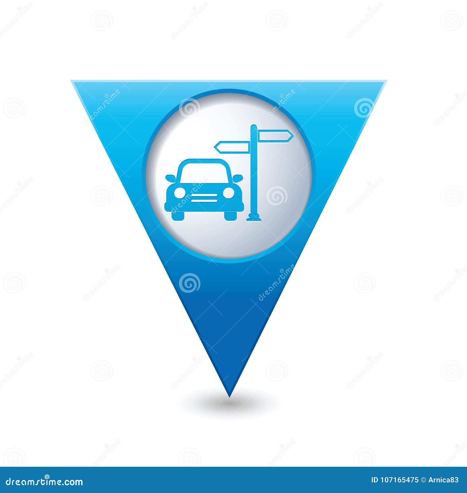 Car and Road Sign Icon on the Map Pointer Stock Vector - Illustration ...