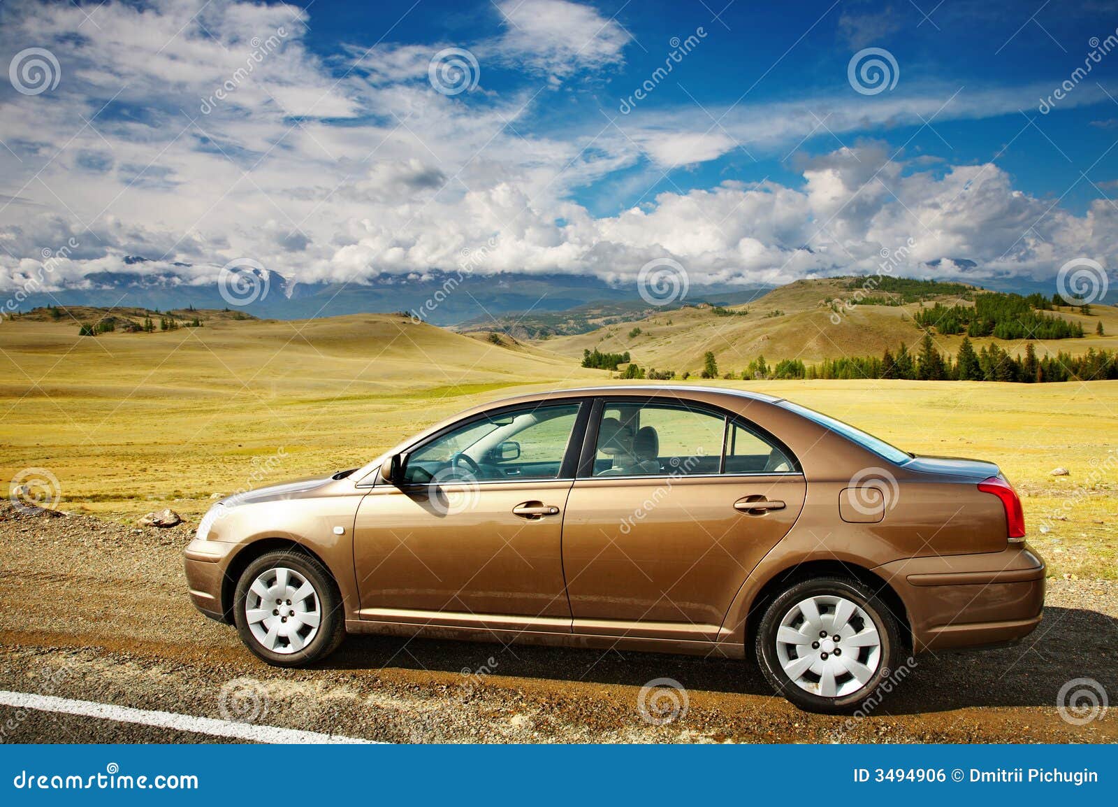 Car at the roadside stock photo. Image of expanse, landscape - 3494906
