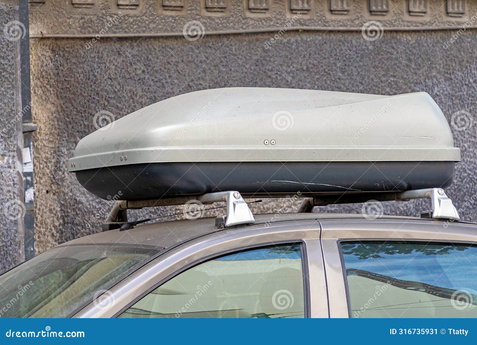 Car rooftop box stock image. Image of road, storage - 316735931
