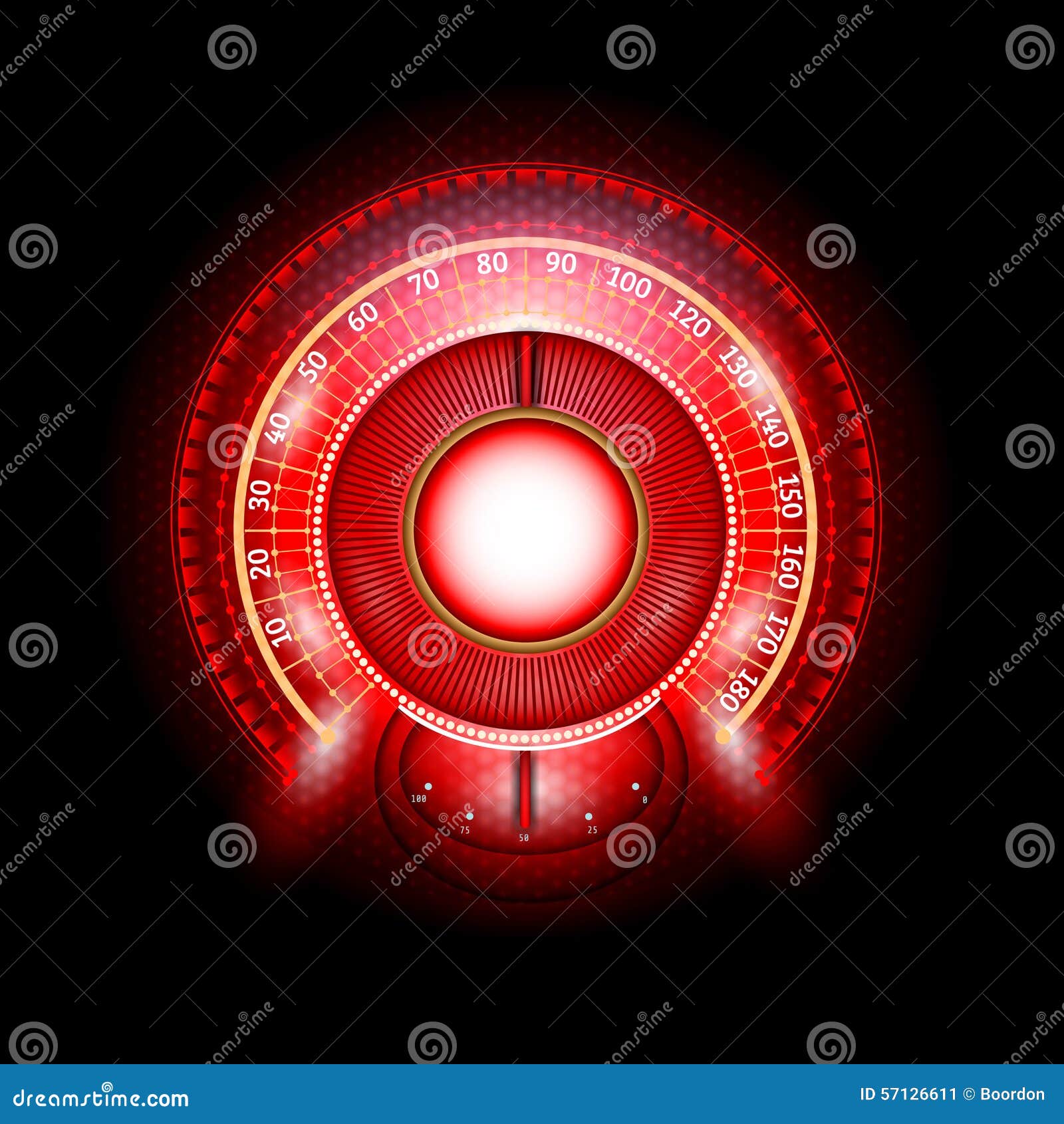 Car Round Abstract Red Shiny Speedometer With Arrow Indicators Cartoon ...