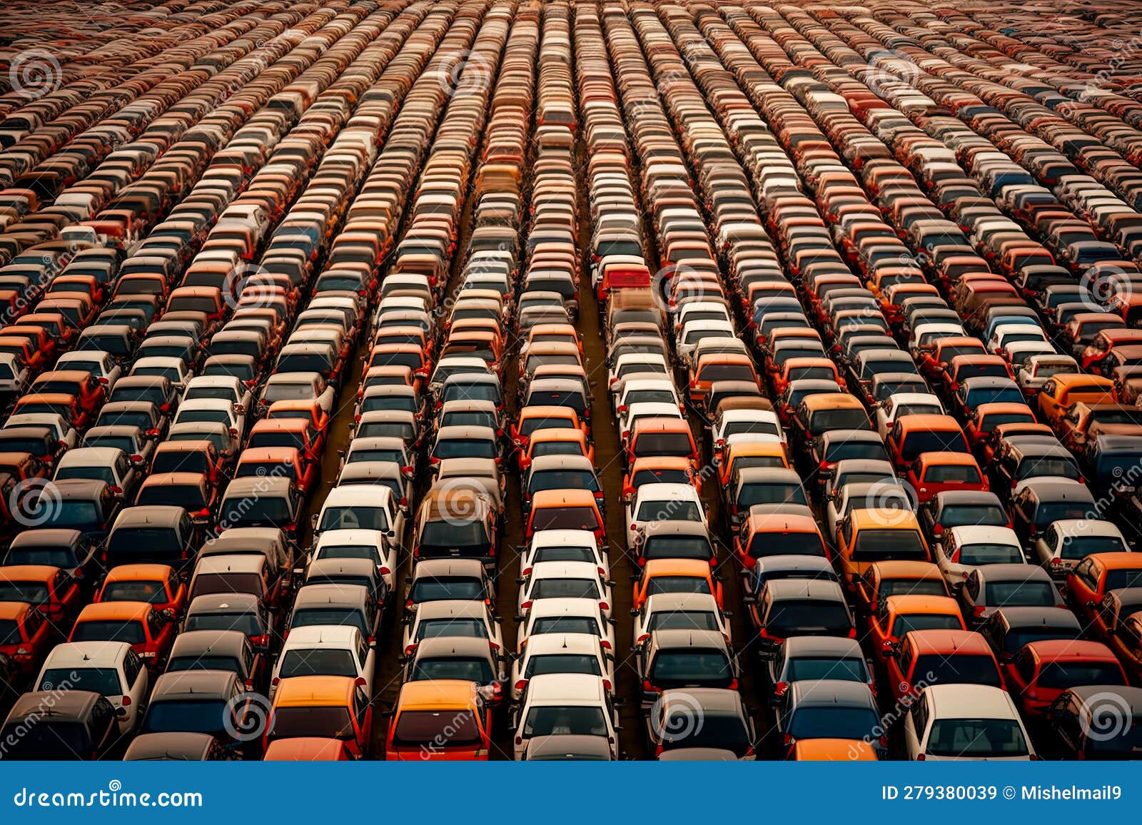 Car Pattern Background. Rows of Cars, Top View. Generative AI Stock ...
