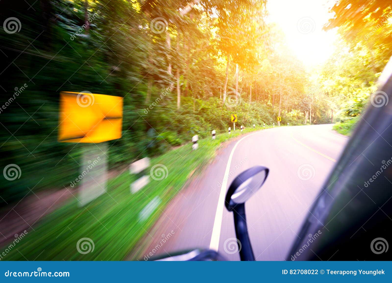 Car Running on the Road in the Morning. Stock Photo - Image of move ...