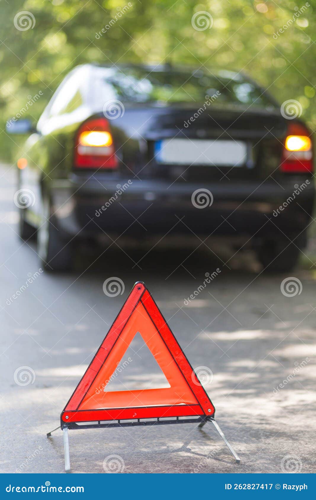 Car`s Disfunction and Red Triangle Stock Image - Image of sign, cars ...