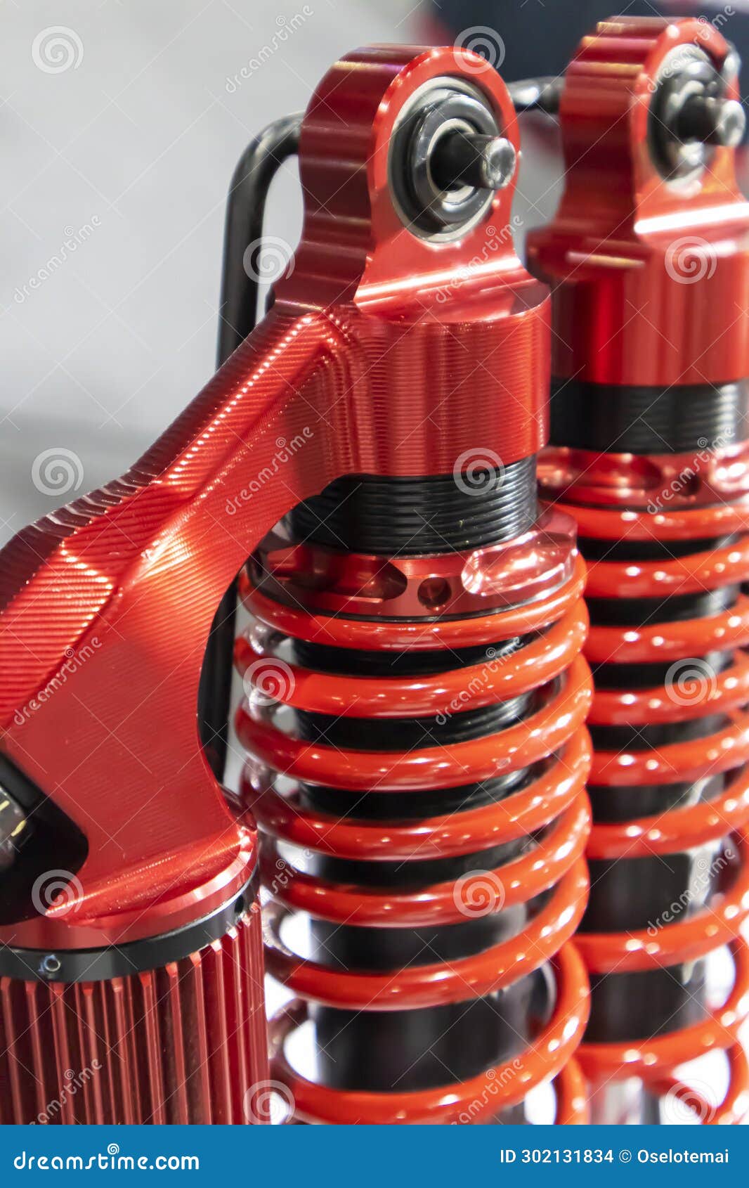 The Car S Red Shock Absorber. View in Focus Stock Photo - Image of ...