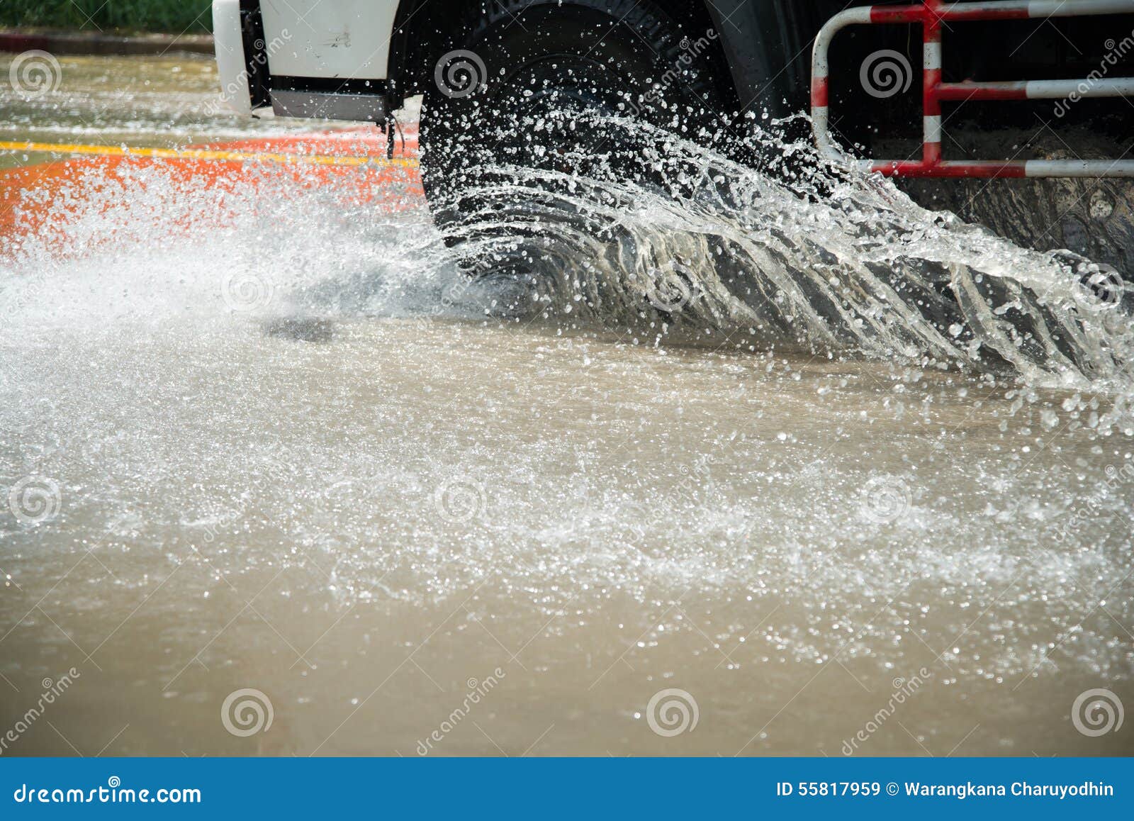 Car S Wheels Ride on Water Splashing Stock Image - Image of black ...