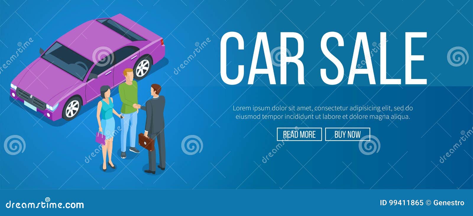 Car Sale Banner Stock Vector Illustration Of Couple 99411865