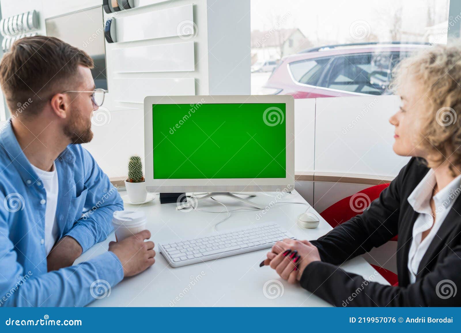 Car Sales Manager with Client at Computer in Dealership. Stock Photo ...