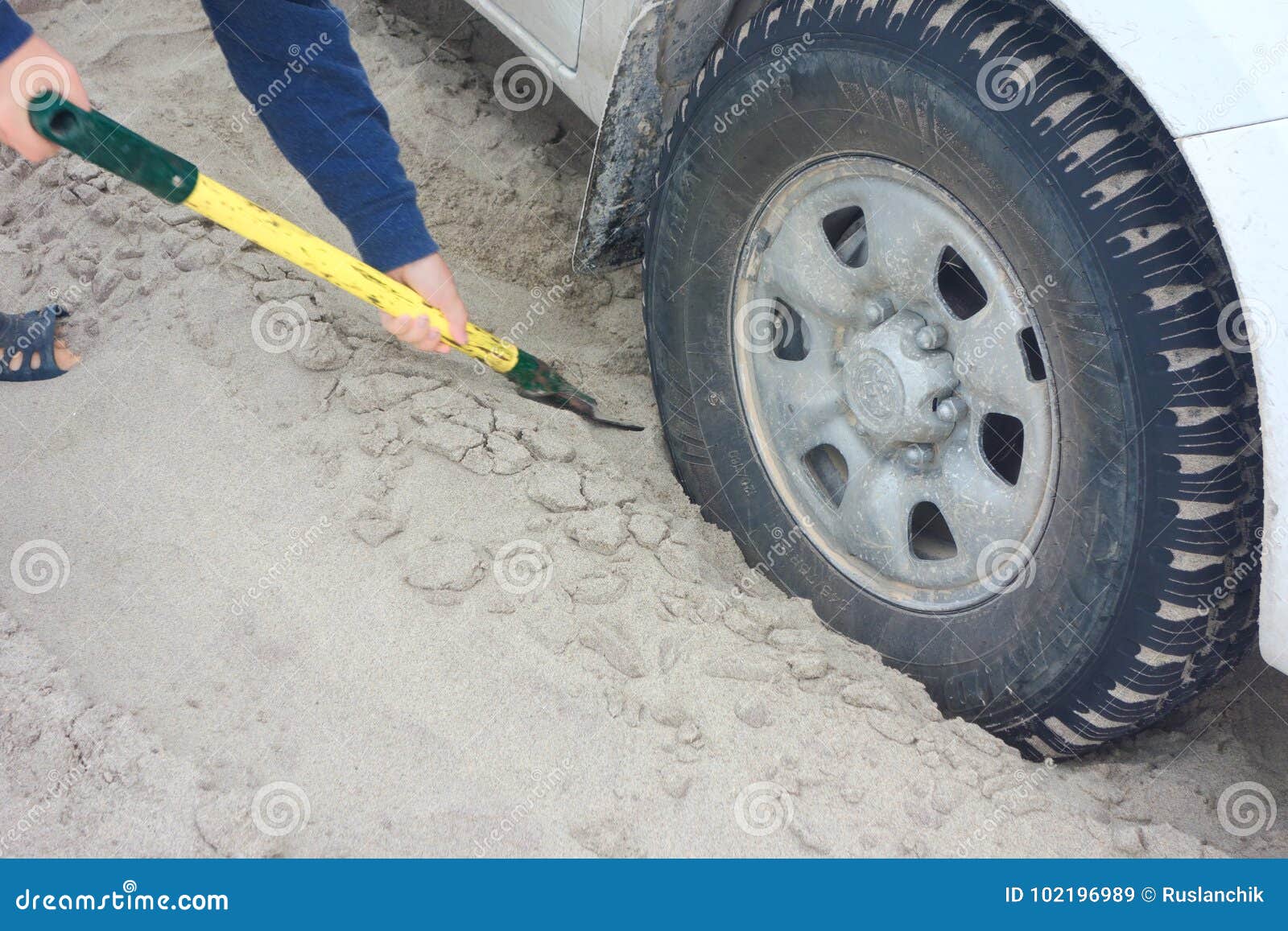 Car in sand stock image. Image of help, active, care - 102196989