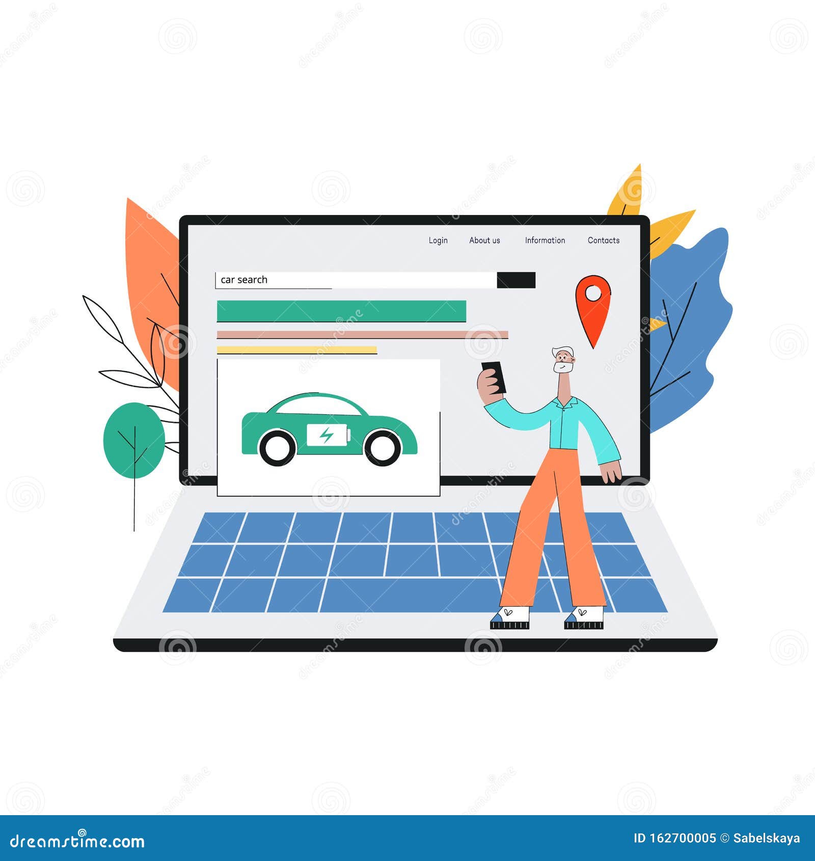 Car Search Online Application or Program Banner Vector Illustration ...