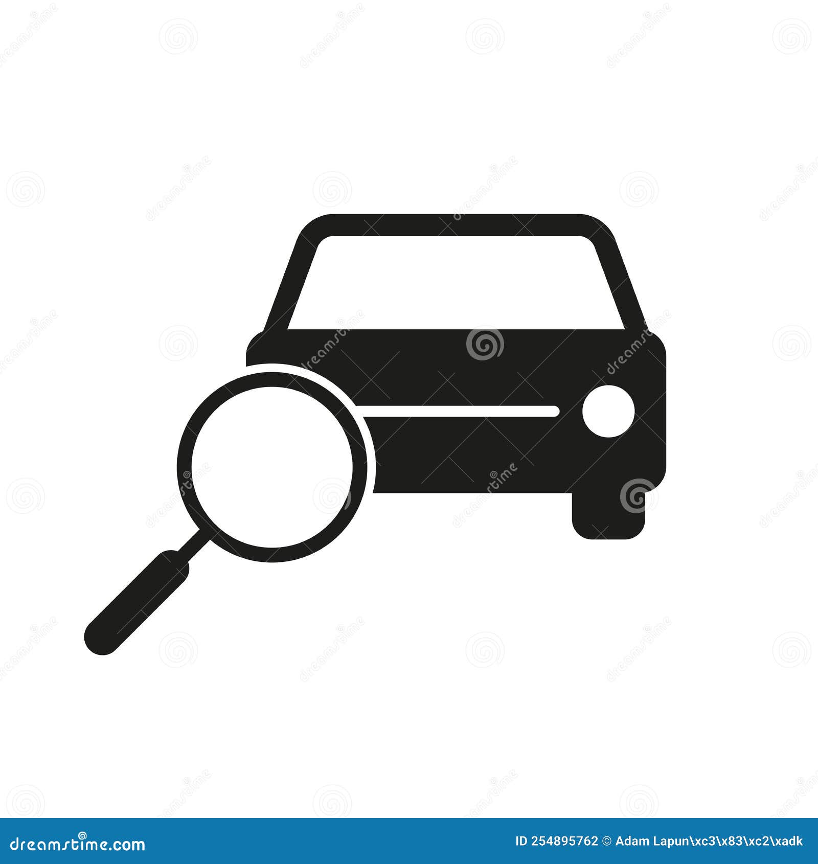 Car Search Vector Icon on White Background Stock Vector - Illustration ...